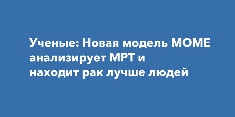 Ученые: Новая модель MOME анализирует МРТ и находит рак лучше людей