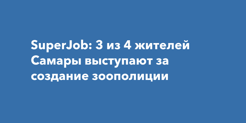 SuperJob: 3 из 4 жителей Самары выступают за создание зоополиции